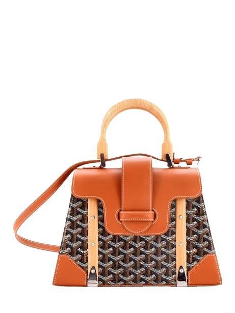 Goyard Saigon Top Handle Bag Coated Canvas With Leather Pm - Brown