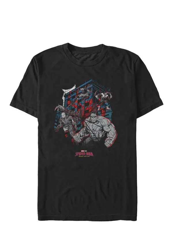 SPIDER-MAN: BRAND NEW DAY Marvel Villains In Spidey Web Short Sleeve Graphic T-shirt - Black