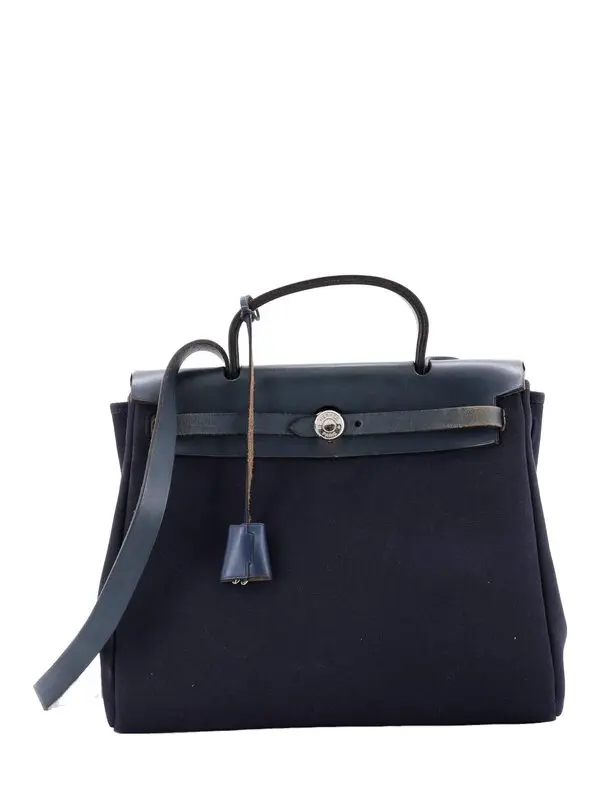 Hermès Herbag Toile And Leather Pm - Blue