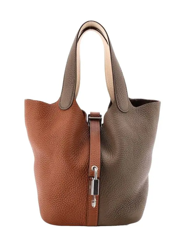 Hermès Picotin Lock Bag Tricolor Clemence Pm - Brown