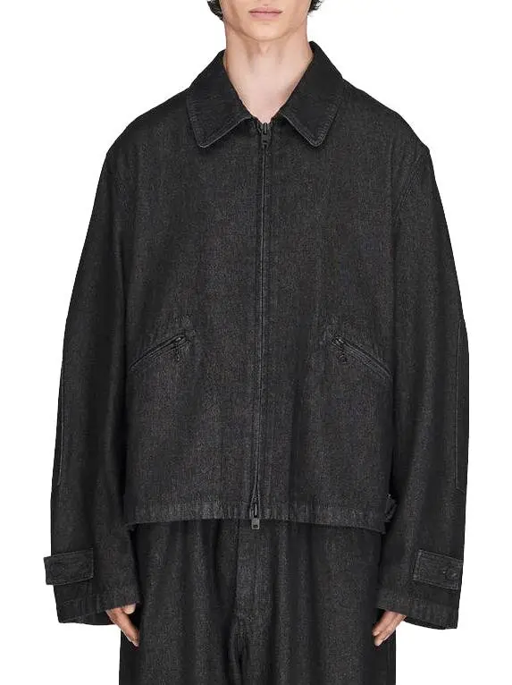 Y3 Zip Front Denim Jacket - Black