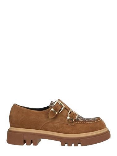 NILA & NILA Leather Loafers With Leopard Print Detail - Camel