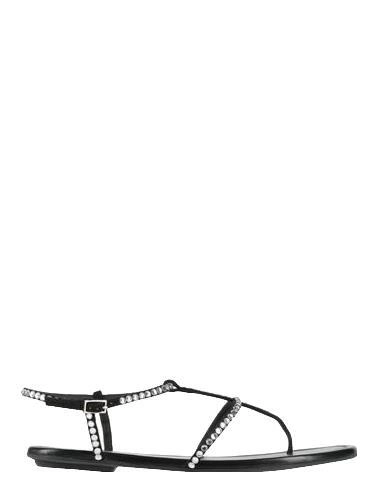 LORIBLU Suede Embellished Thong Sandals - Black