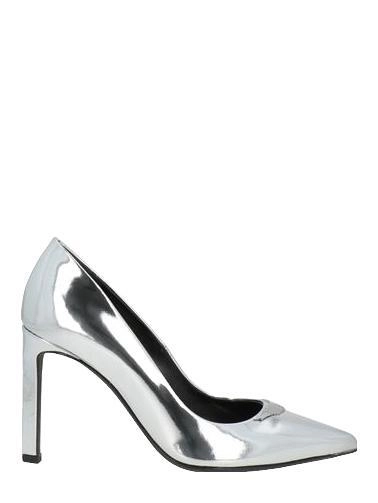 Zadig&Voltaire Leather Stiletto Pumps With Logo Embellishment - Silver