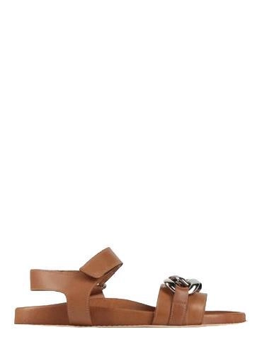 HARMONT & BLAINE Leather Sandals With Chain Detailing - Brown