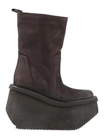 Rick Owens Leather Boots With Flatform - Brown