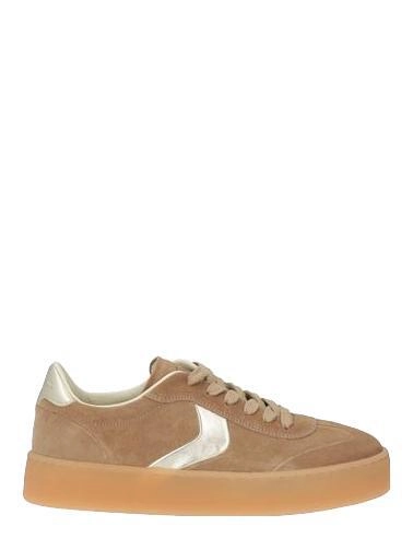 VOILE BLANCHE Chocolate Suede Low-top Sneakers With Metallic Trim - Beige