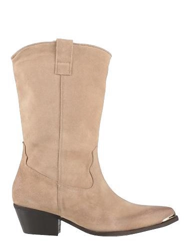 FABRIZIO CHINI Suede Cowboy Boots With Pointed Toe And Cuban Heel - Beige