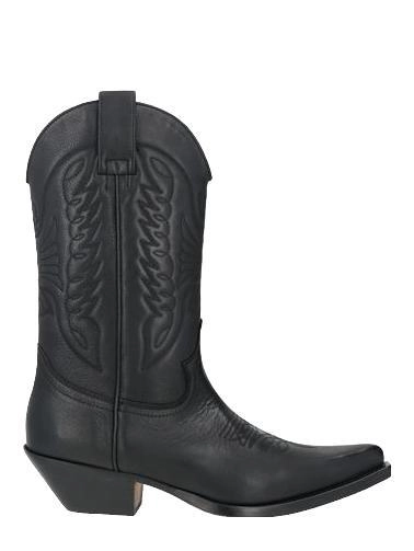 MAISON MARGIELA Leather Embroidered Cowboy Boots - Black