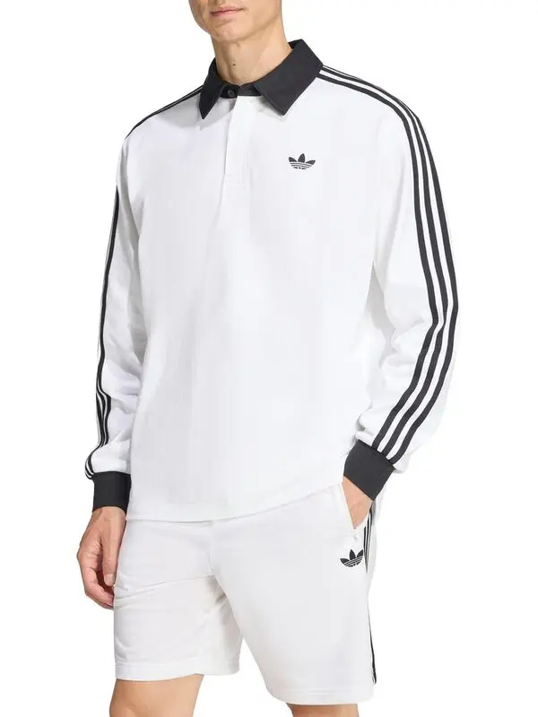 Adidas 3-stripes Long Sleeve Polo - White