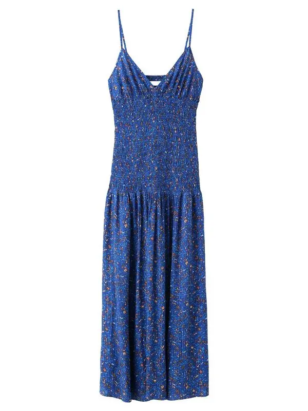 Mango Printed Smocked Dress - Navy