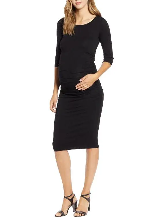 Isabella Oliver Cassie Ruched Maternity Body-con Dress - Caviar Black