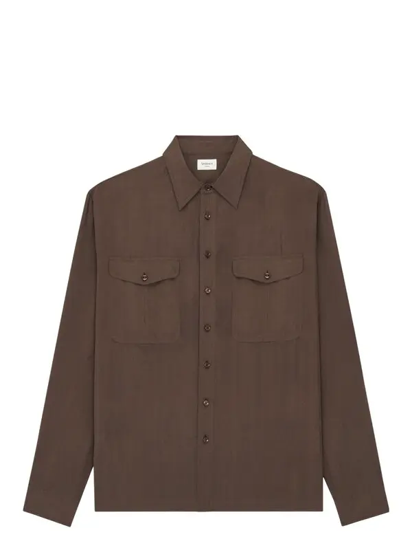 Saint Laurent Shirt In Silk Habotai - Brown