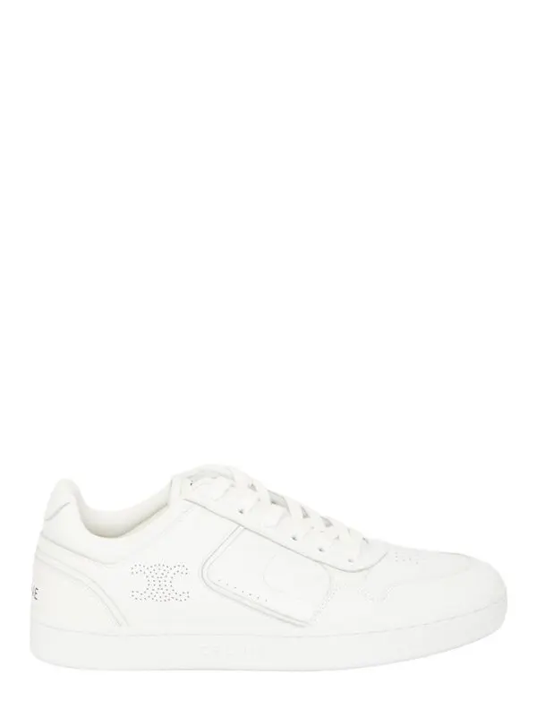 Celine Ct-10 Low Lace-up Sneakers In Calfskin - Optical White