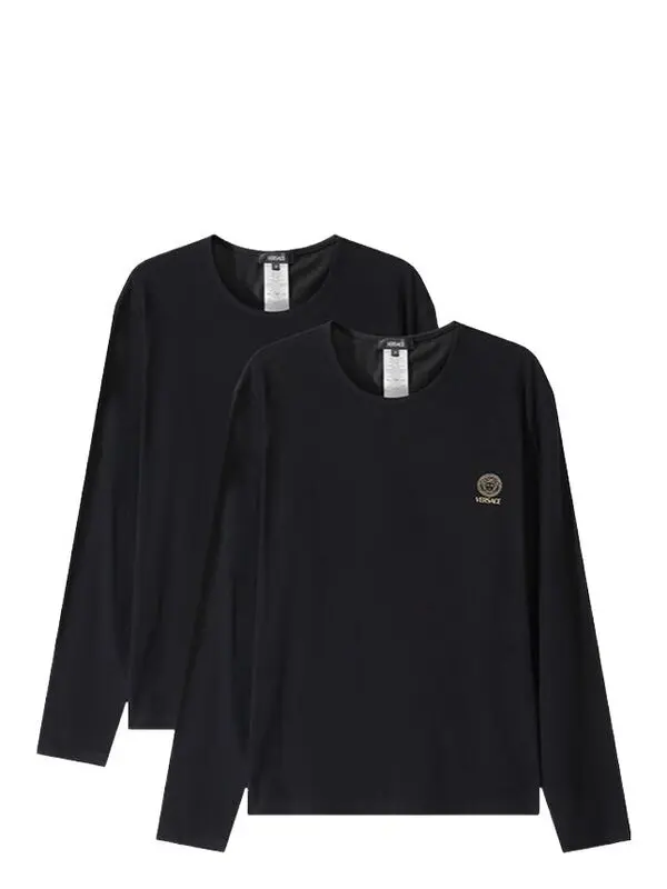Versace Pack Of Two Long-sleeved Crewneck T-shirts - Black