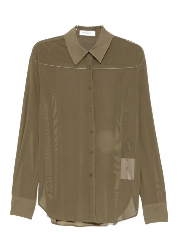 THE FRANKIE SHOP Peri Sheer Long-sleeved Shirt - Khaki