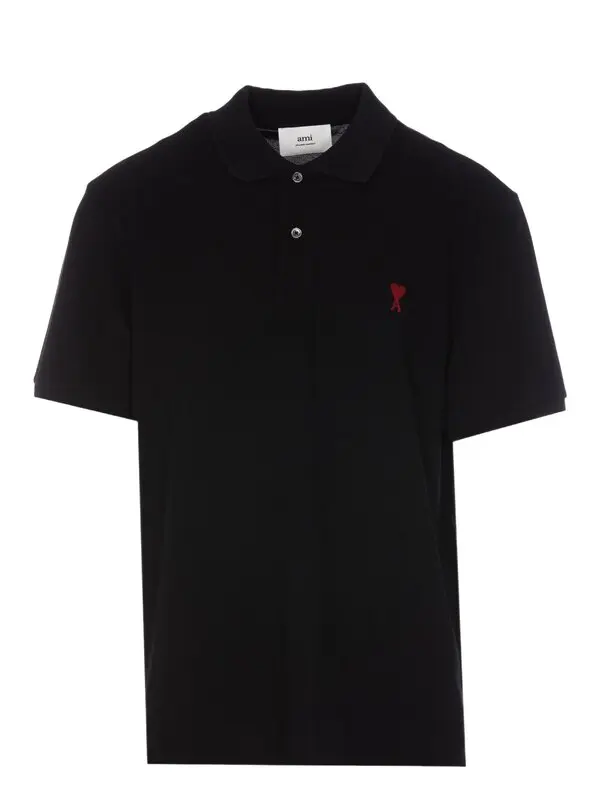 AMI Paris De Coeur Polo Shirt - Black