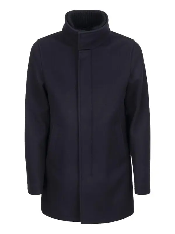 Herno High-neck Single-breasted Coat - Black
