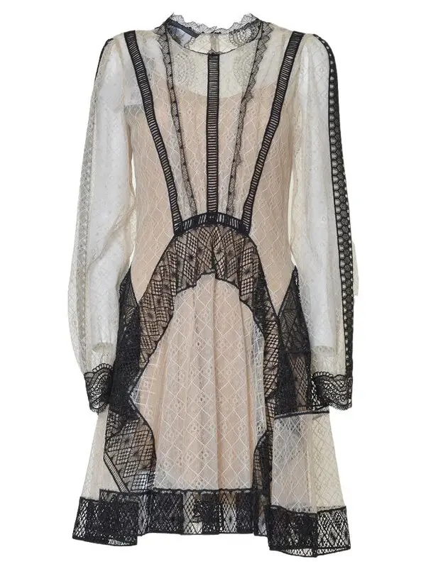 Alberta Ferretti Semi-sheer Lace Dress - Nude
