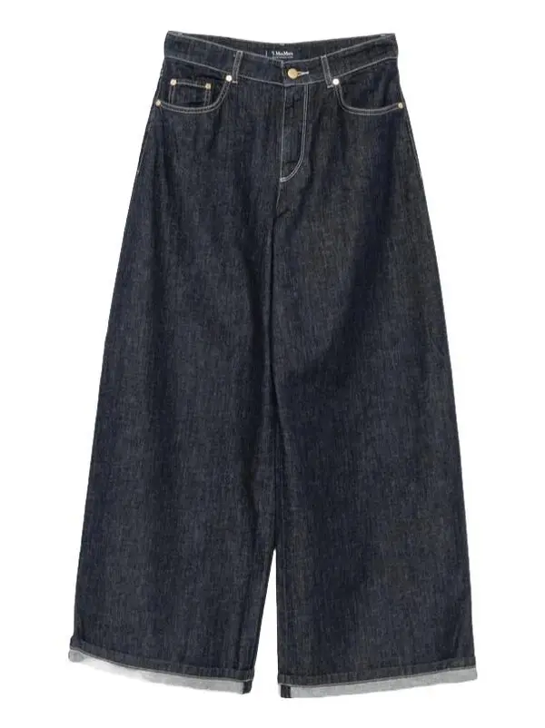 Max Mara Belt Loop Wide Leg Jeans - Black