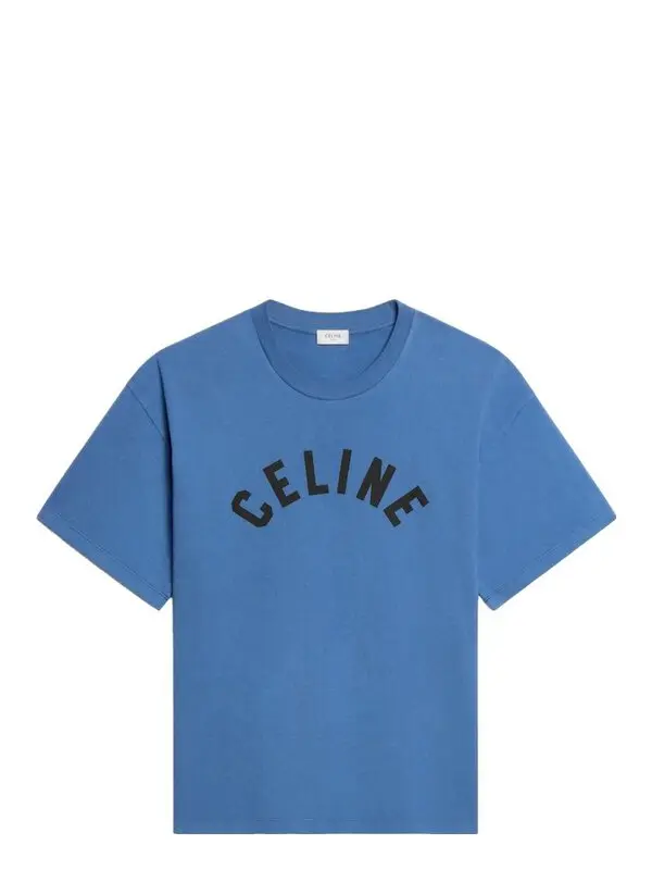 Celine T-shirt In Cotton Jersey - Denim Blue/black