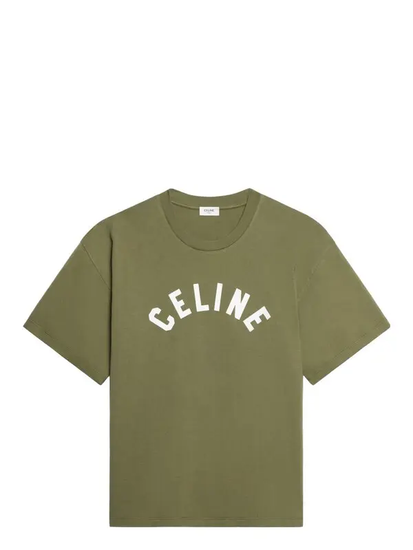 Celine T-shirt In Cotton Jersey - Khaki/off-white