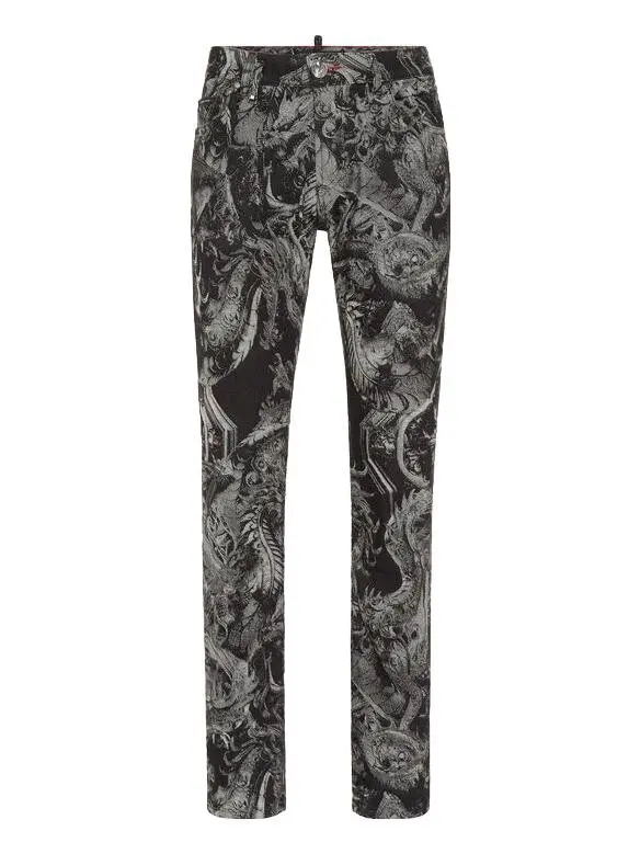 Philipp Plein Dragon Skull Straight-cut Jeans - Black