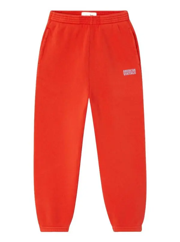 American Vintage Elastic Waist Tapered Athletic Pants - Red