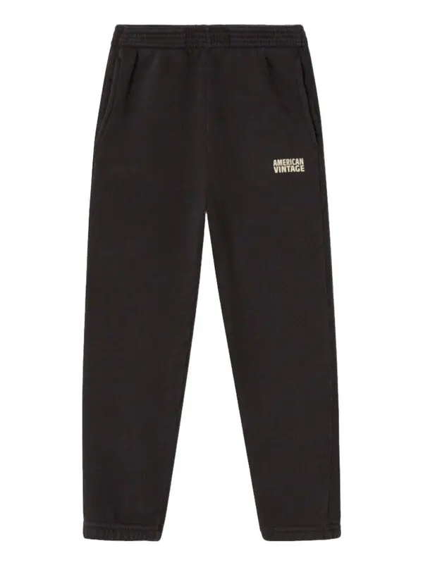 American Vintage Elastic Waist Tapered Leg Joggers With Printed Logo - Vintage Charcoal