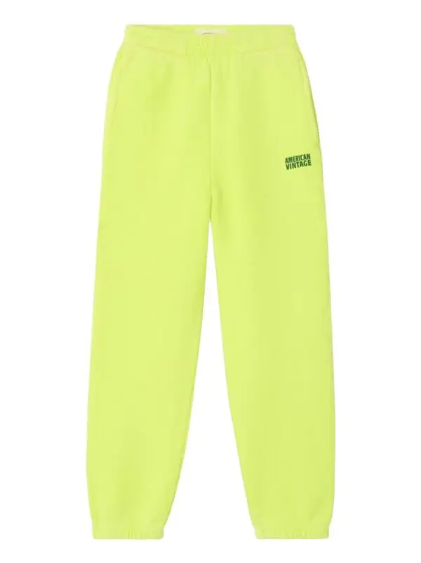 American Vintage Elastic Waist Tapered Leg Athletic Pants - Lemon Fluorescence