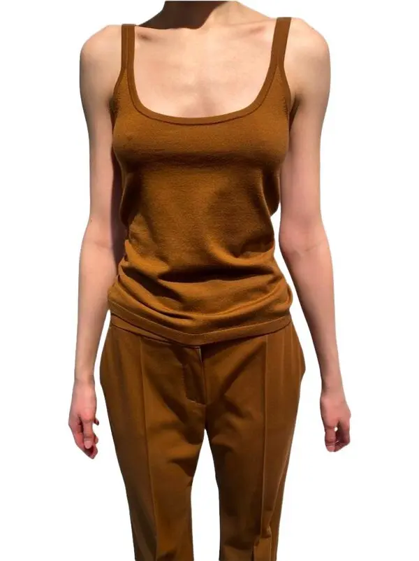 Max Mara Sleeveless Round Neck Vest - Cuoio