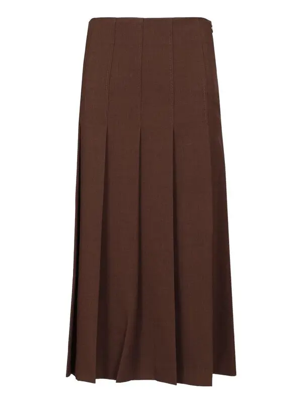 AL DUCA DAOSTA 1902 Pleated Stretch Maxi Skirt - Brown