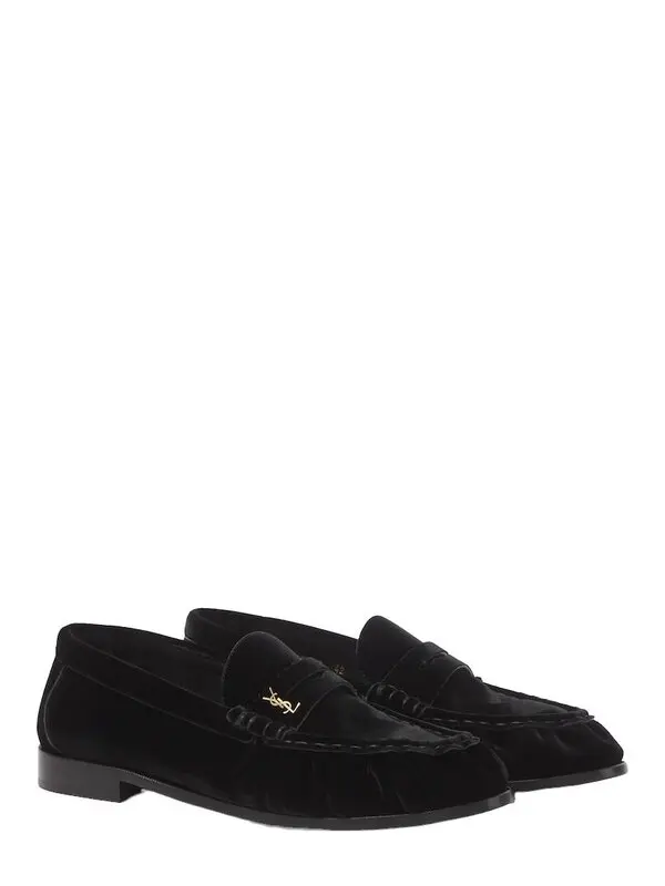 Saint Laurent Le Loafer Velvet Penny Loafers - Black