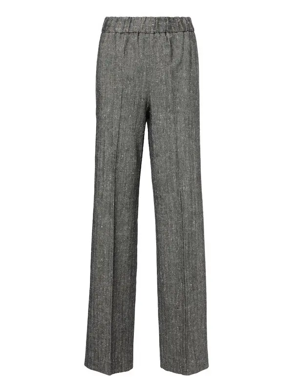 Dolce & Gabbana High-rise Wool-blend Wide-leg Pants - Grey