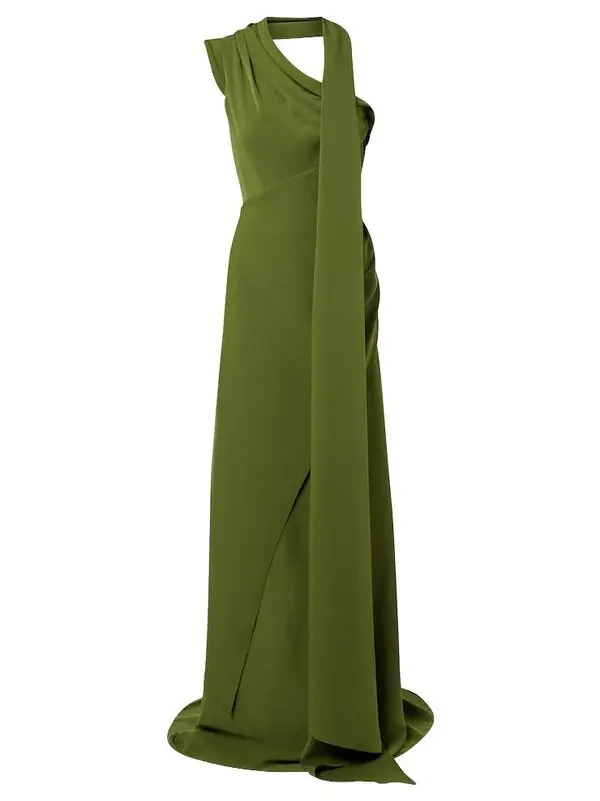 MARMAR HALIM Draped Scarf-detail Bustier Gown - Green