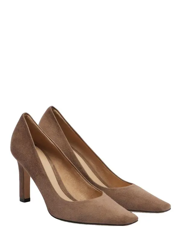 THE ROW Carla 80 Suede Pumps - Brown