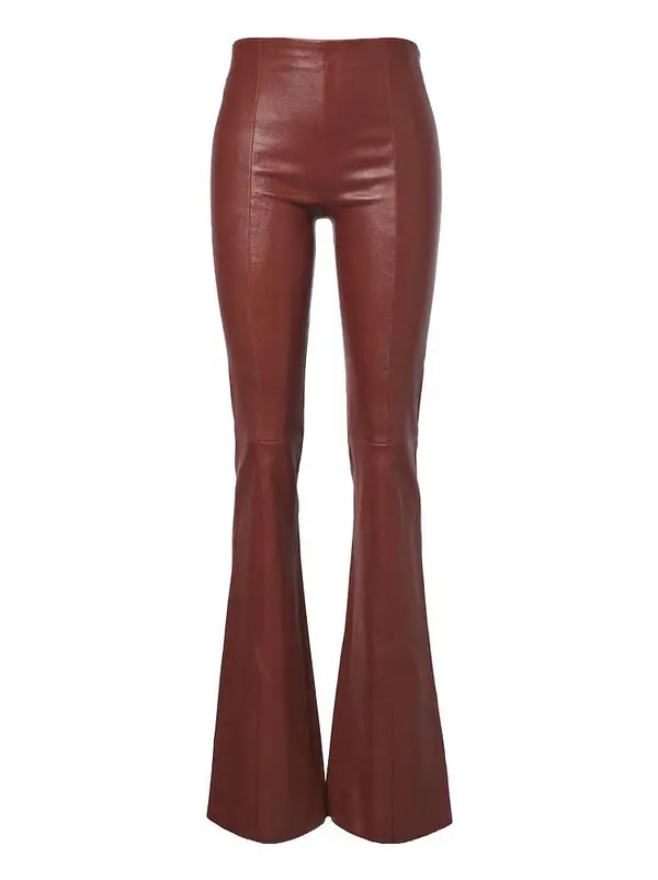 Stouls Leather Flare Trousers - Red