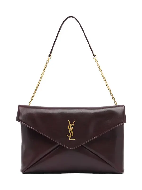 Saint Laurent Cassandre Large Leather Shoulder Bag - Brown