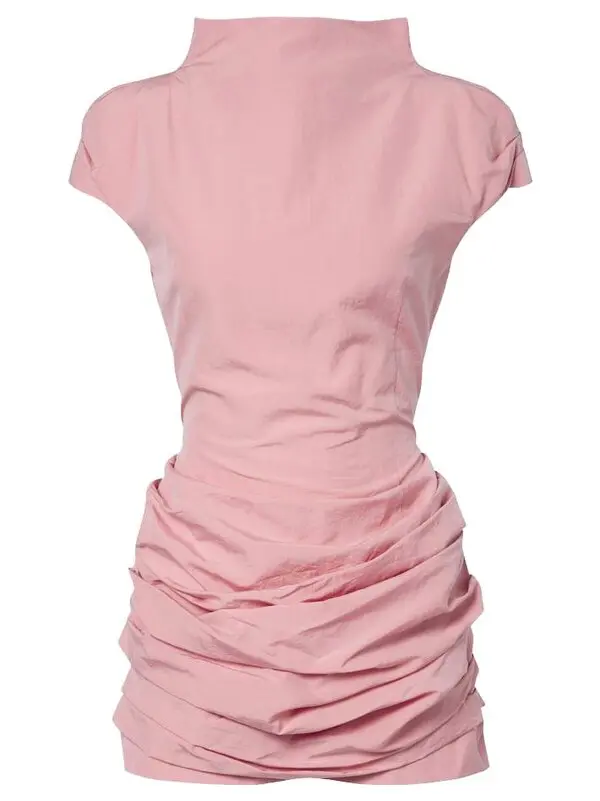 Magda Butrym Draped Cotton And Silk Minidress - Pink