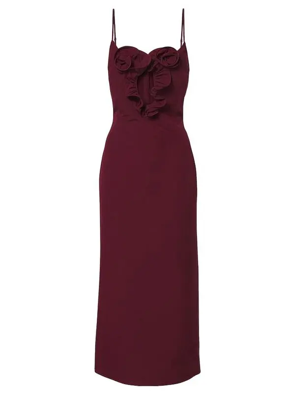 Magda Butrym Floral-appliqué Cotton And Silk Midi Dress - Burgundy