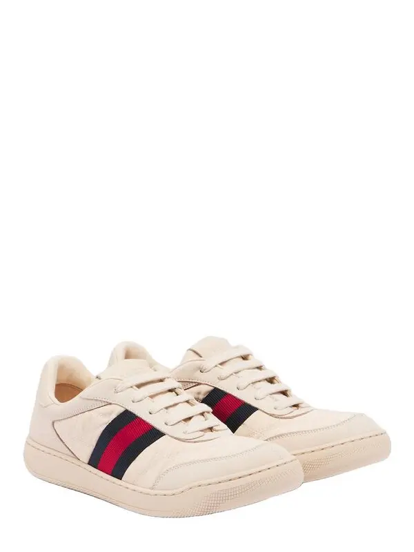 Gucci Screener Web Stripe Sneakers - Beige