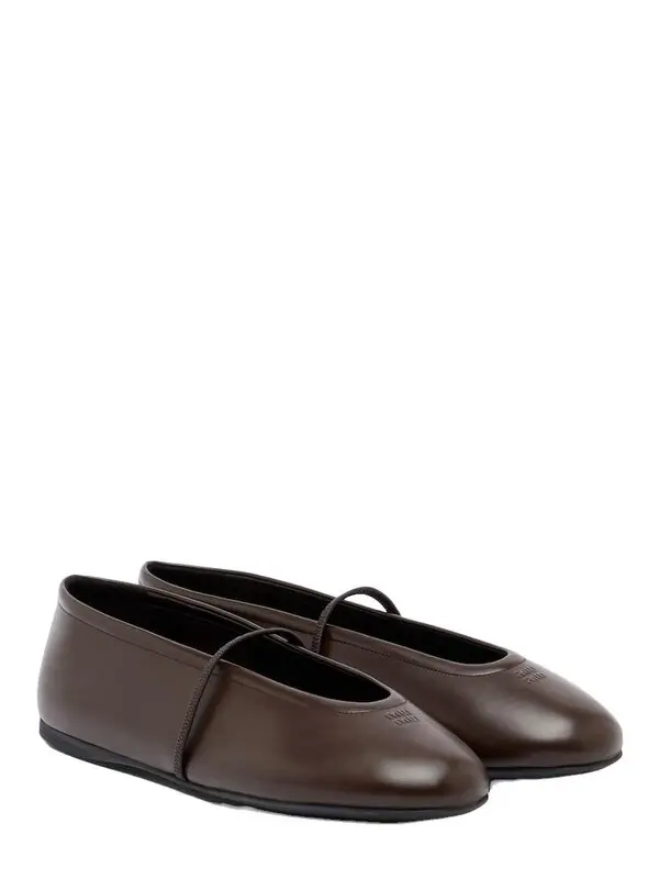 Miu Miu Leather Ballet Flats - Brown