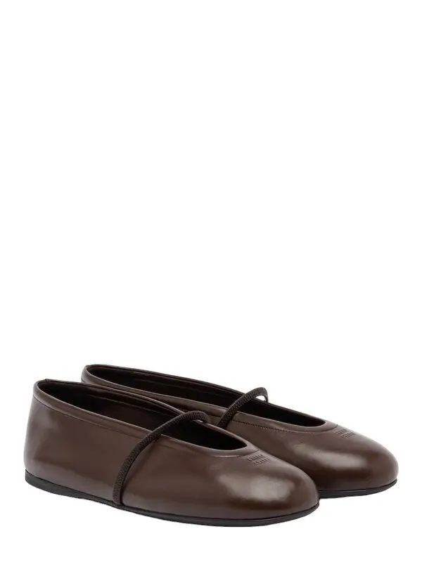 Miu Miu Leather Ballet Flats - Brown
