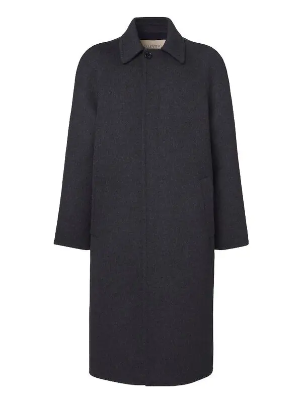 Valentino Garavani Wool And Silk Blend Coat - Grey