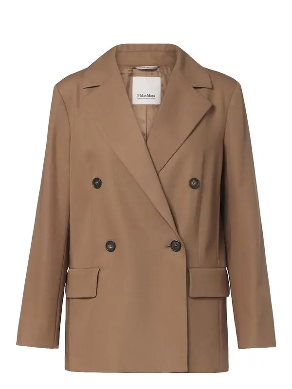 Max Mara Double-breasted Virgin Wool Blazer - Beige