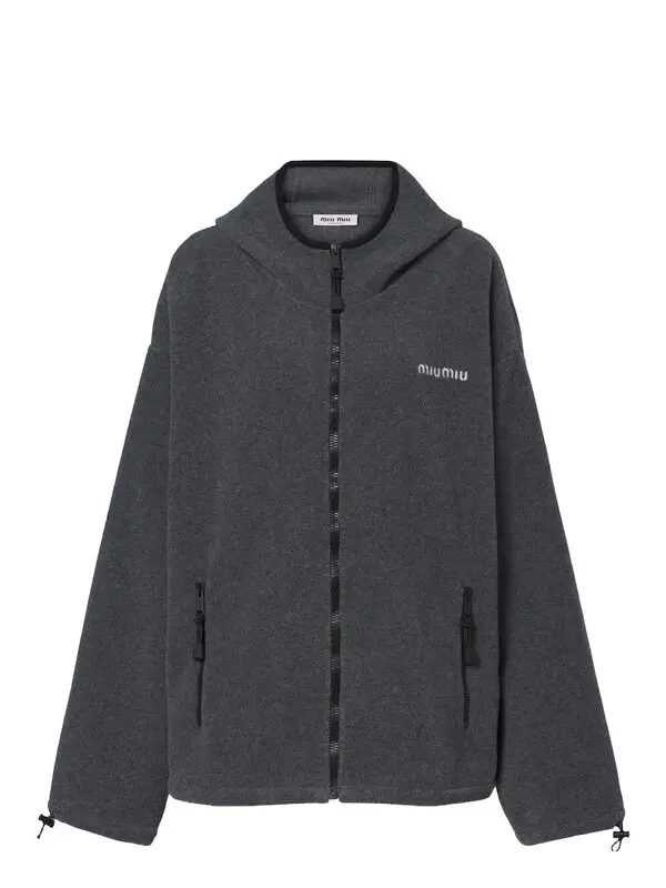 Miu Miu Oversized Fleece Hooded Jacket - Grey