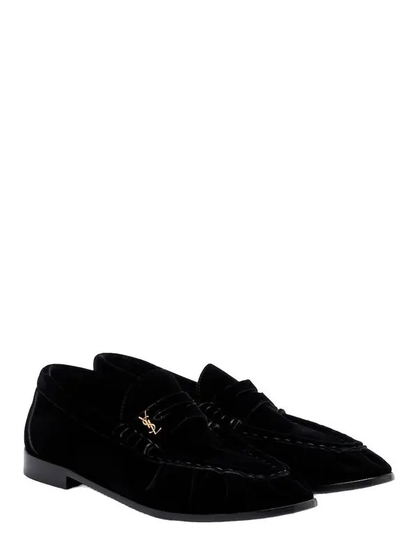 Saint Laurent Le Loafer Velvet Penny Loafers - Black