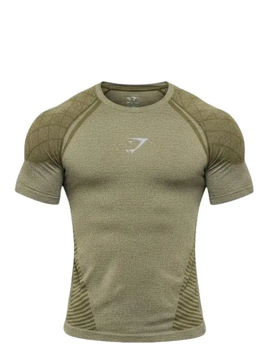 GYMSHARK Devant Seamless Slim Fit T-shirt - Canvas Green