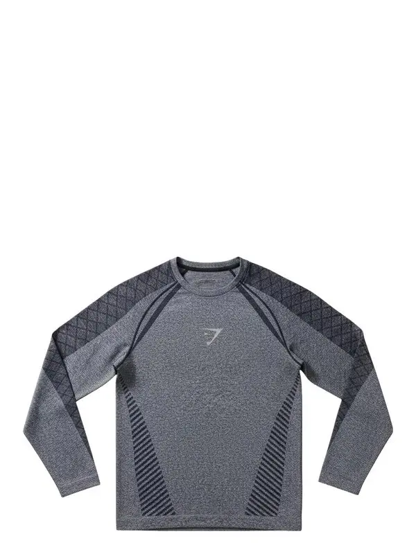 GYMSHARK Devant Seamless Longsleeve Slim Fit T-shirt - Heavy Blue