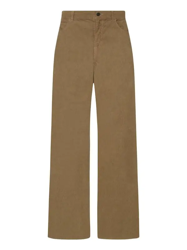 THE ROW Eglitta Wide Leg Cotton Corduroy Pants - Light Sepia